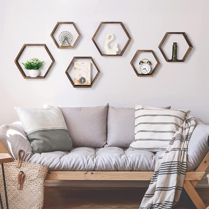 Latitude Run® Hexagon Floating Shelves Set | Wayfair Latitude Run® Hexagon Floating Shelves Set | Wayfair